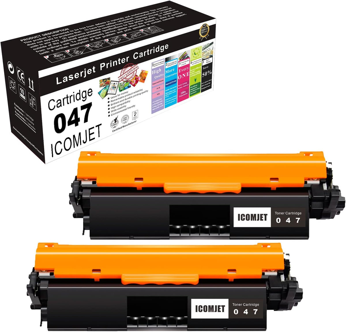 ICOMJET 2Pcs Compatible Toner Cartridge 047 Replacement for Canon 047 ...